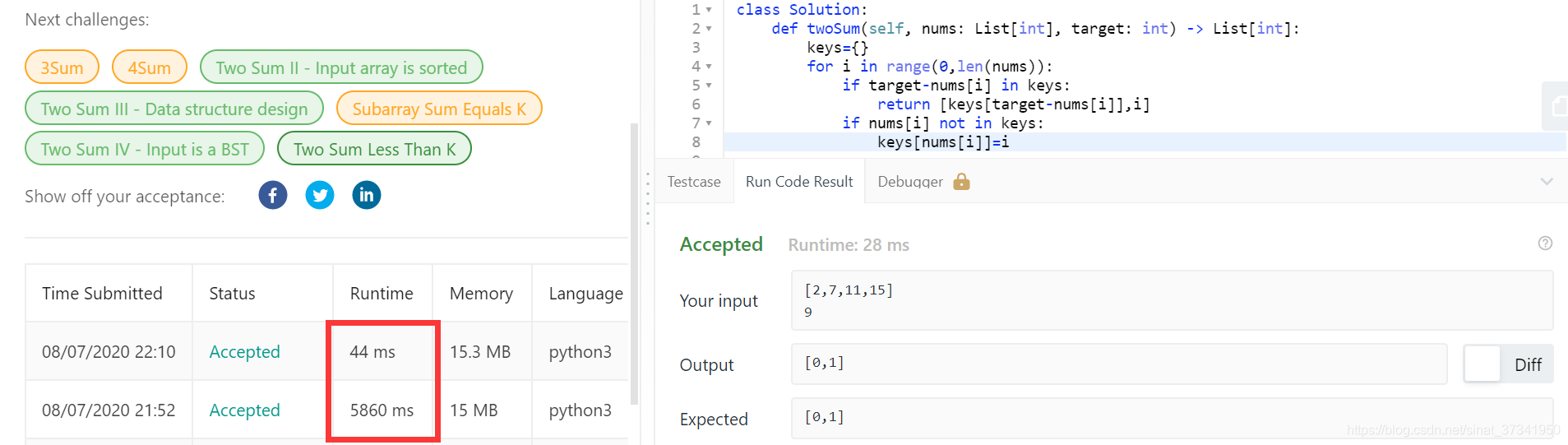 Leet Code OJ 1. Two Sum [Difficulty: Easy]-Python-CSDN博客