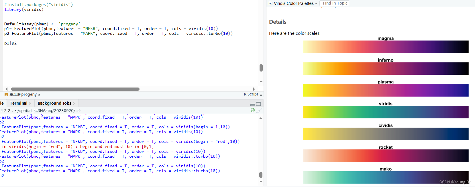 vis cor调色板 颜色配色ggplot colorRampPalette(c(“royalblue“,“firebrick3“))(2) viridis包 配色_color ...