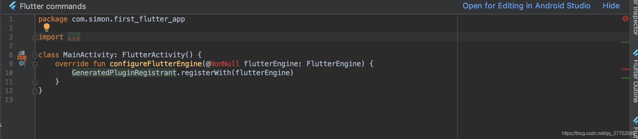 学习Flutter踩过的坑——创建项目后找不到lib/main.dart_使用androidstudio在原生项目创建的flutter 项目 ...