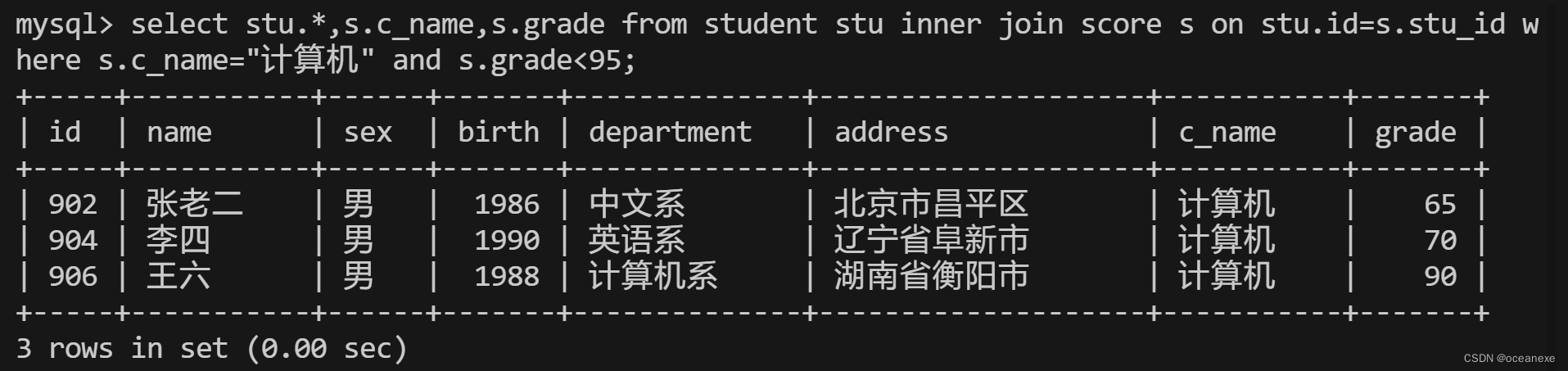 MySQL---多表查询_从student表和score表中查询出学生的学号,然后合并查询结果-CSDN博客