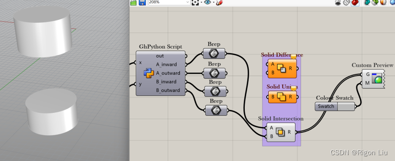 Rhino&Grasshopper曲线挤出及Solid布尔运算_grasshopper法线方向挤出-CSDN博客