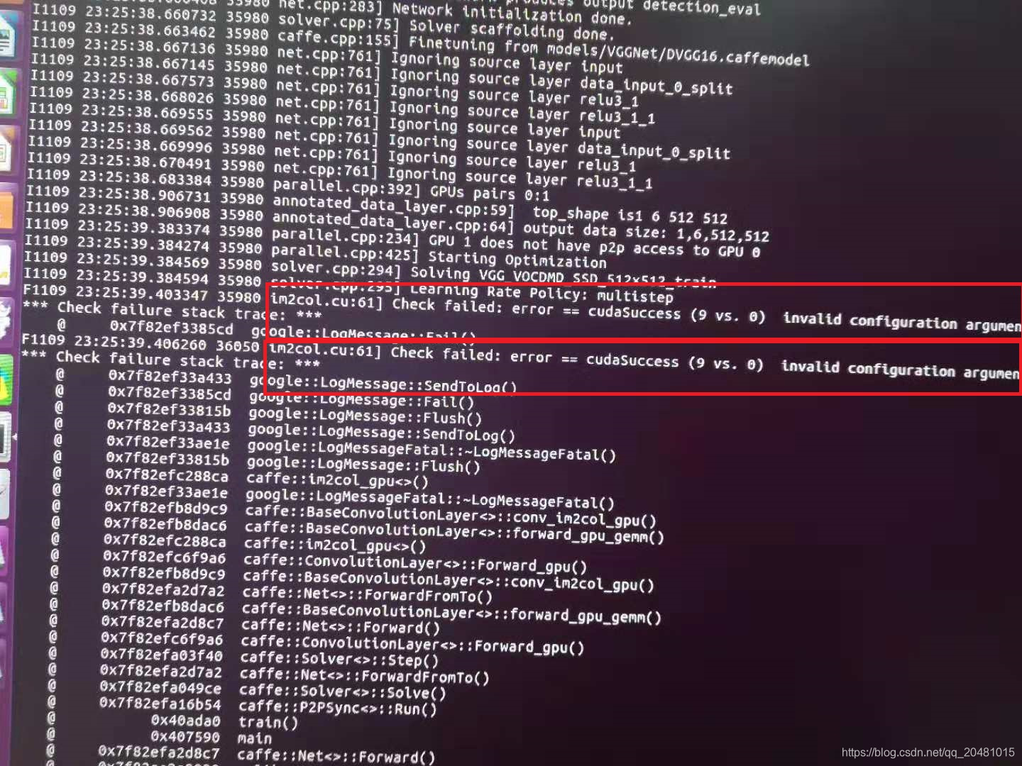成功解决caffe的check Failed Error Cudasuccess 9 Vs 0 Invalid Configuration 问题 Check Failed