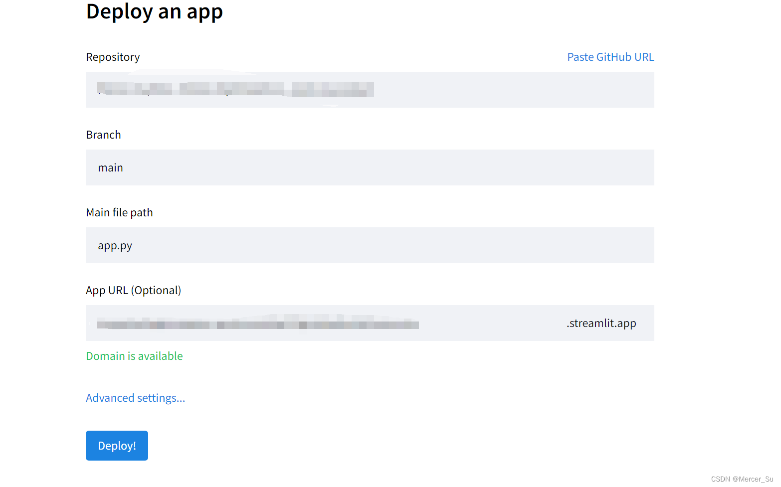 将项目部署到Streamlit Cloud_cloudstream 仓库链接-CSDN博客