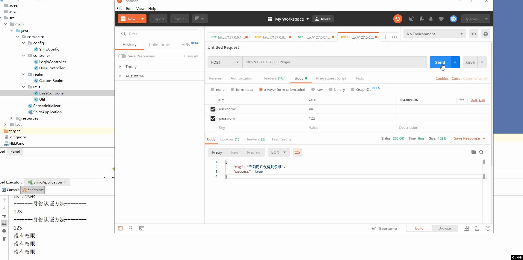 Spring Boot 整合Shiro（一）登录认证和授权（附源码）_org.apache.shiro.spring.security.interceptor.autho-CSDN博客