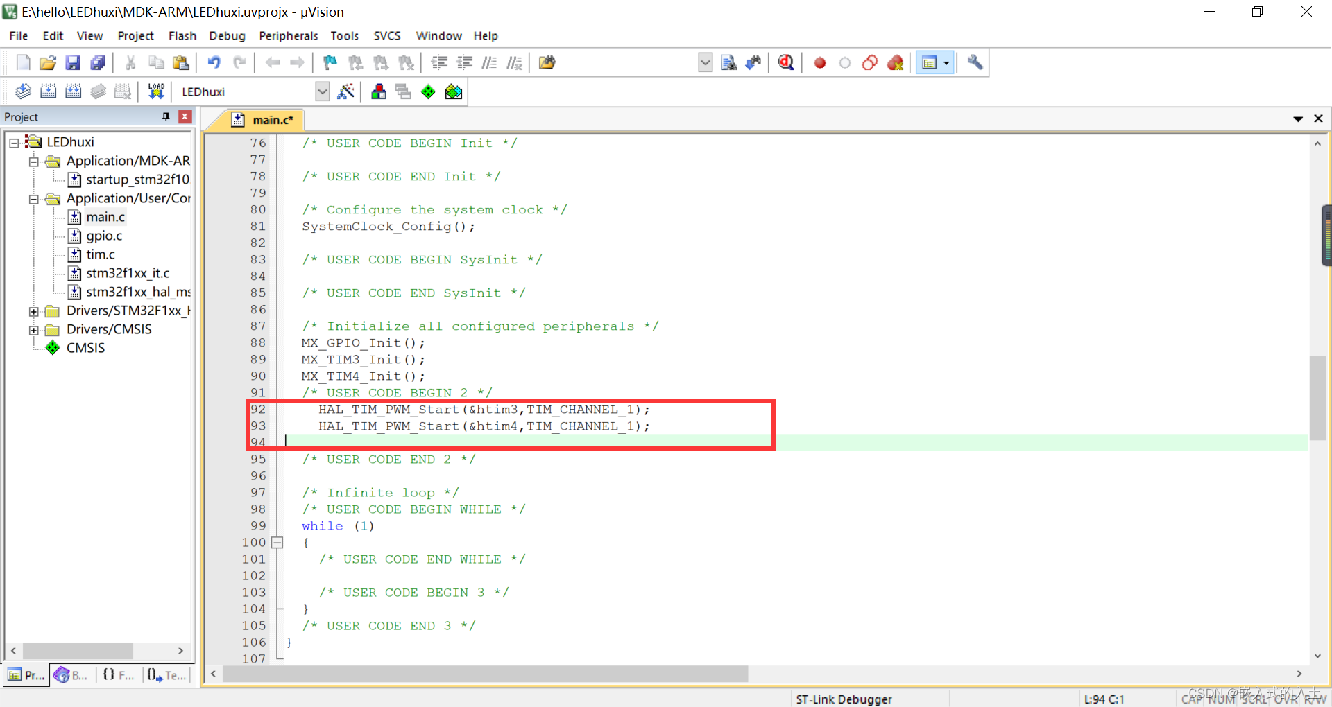 STM32F103C8T6定时器实现led的周期闪烁及PWM实现流水灯_stm32f103c8t6 pwm-CSDN博客