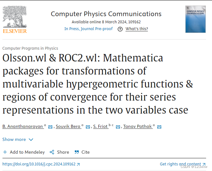 文献分享：Mathematica packages for transformations of multivariable hypergeometric functions-CSDN博客