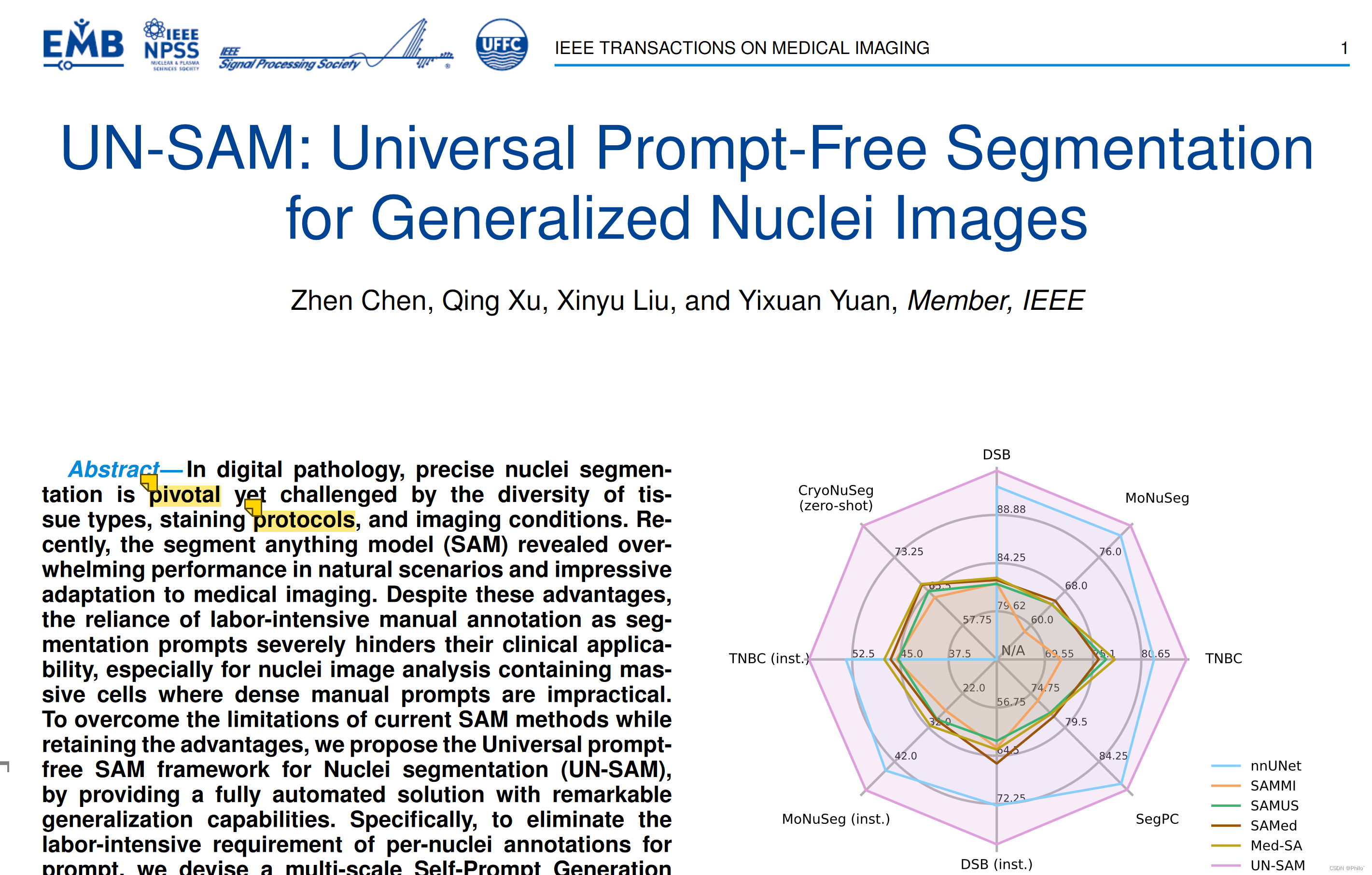 分割大模型论文阅读——UN-SAM: Universal Prompt-Free Segmentation for Generalized Nuclei Images-CSDN博客