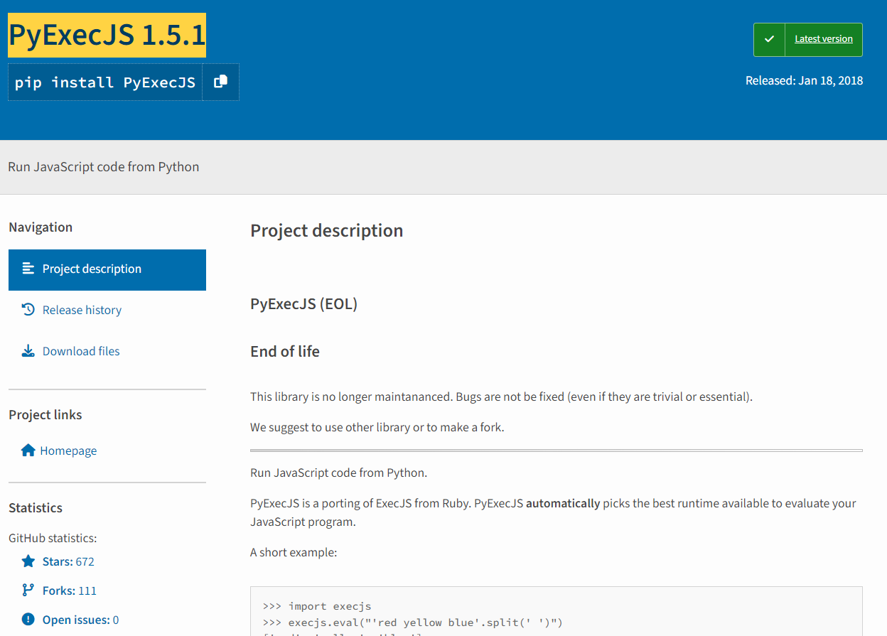 【Python 错误解决】 ---- Could not find a version that satisfies the requirement execjs_error: could ...