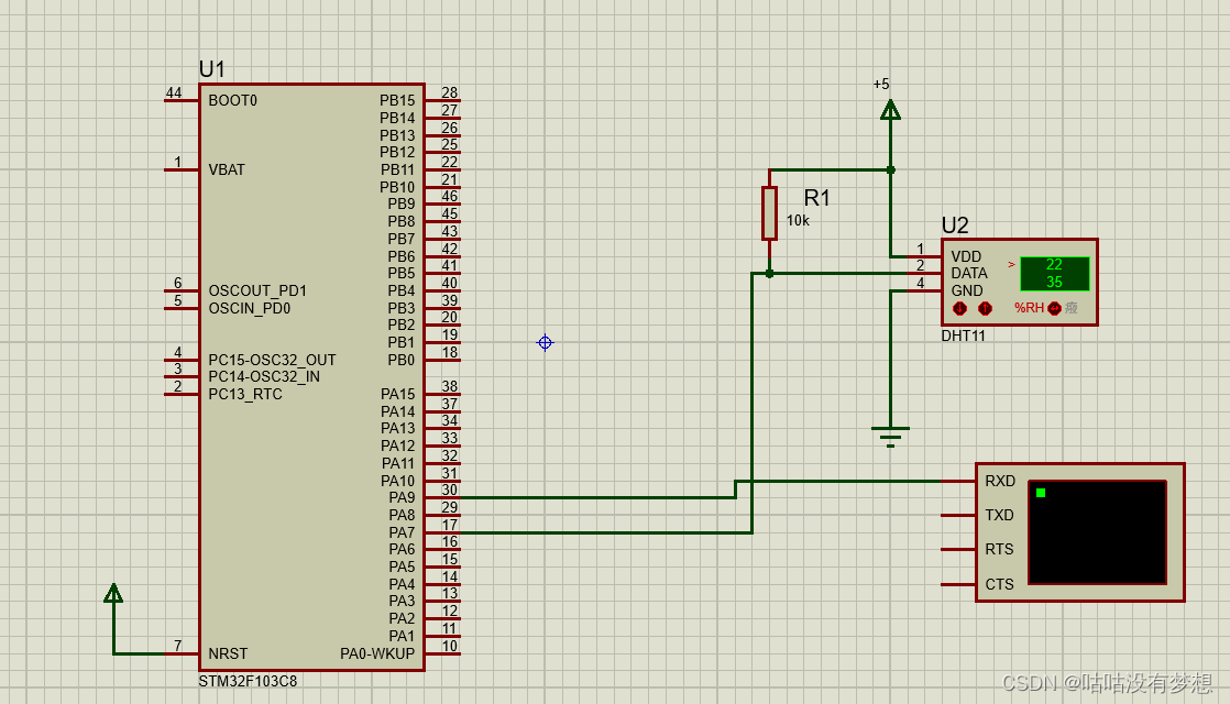Proteus仿真STM32读取DHT11并串口打印输出_仿真stm32 dht11-CSDN博客