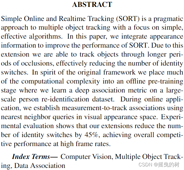 【笔记】文献阅读[Deep-SORT]-SIMPLE ONLINE AND REALTIME TRACKING WITH A DEEP ASSOCIATION METRIC-CSDN博客