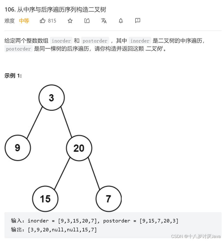Leetcode二叉树系列——144从中序与后续遍历序列构造二叉树1给定两个整数数组preorder和inorder其中