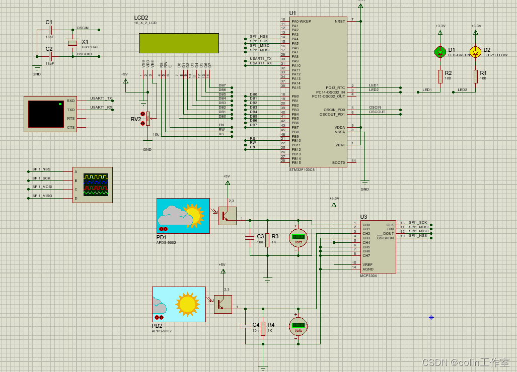 基于FreeRTOS+STM32CubeMX+LCD1602+MCP3304（SPI接口）的8通道ADC转换器Proteus仿真_gd32 lcd1602-CSDN博客