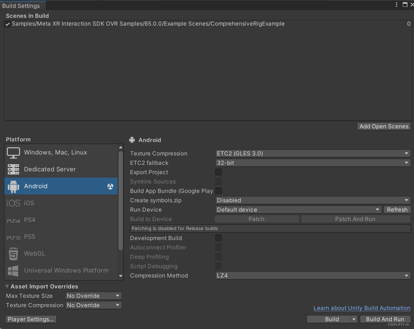 【重制版】Unity Meta Quest 一体机开发：前期准备，Meta XR SDK导入和环境配置，配置玩家物体-CSDN博客