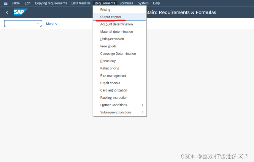 SAP MM Output Procedure中条件类型里的Requirement是在哪里定义的？_sap系统requirement no is blank,pls input-CSDN博客
