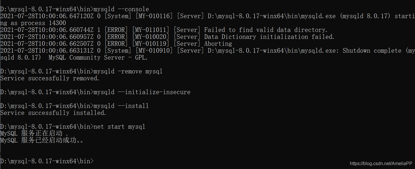 MySQL8.0无法启动，查看控制台出现[ERROR]Failed to find valid data directory.-CSDN博客
