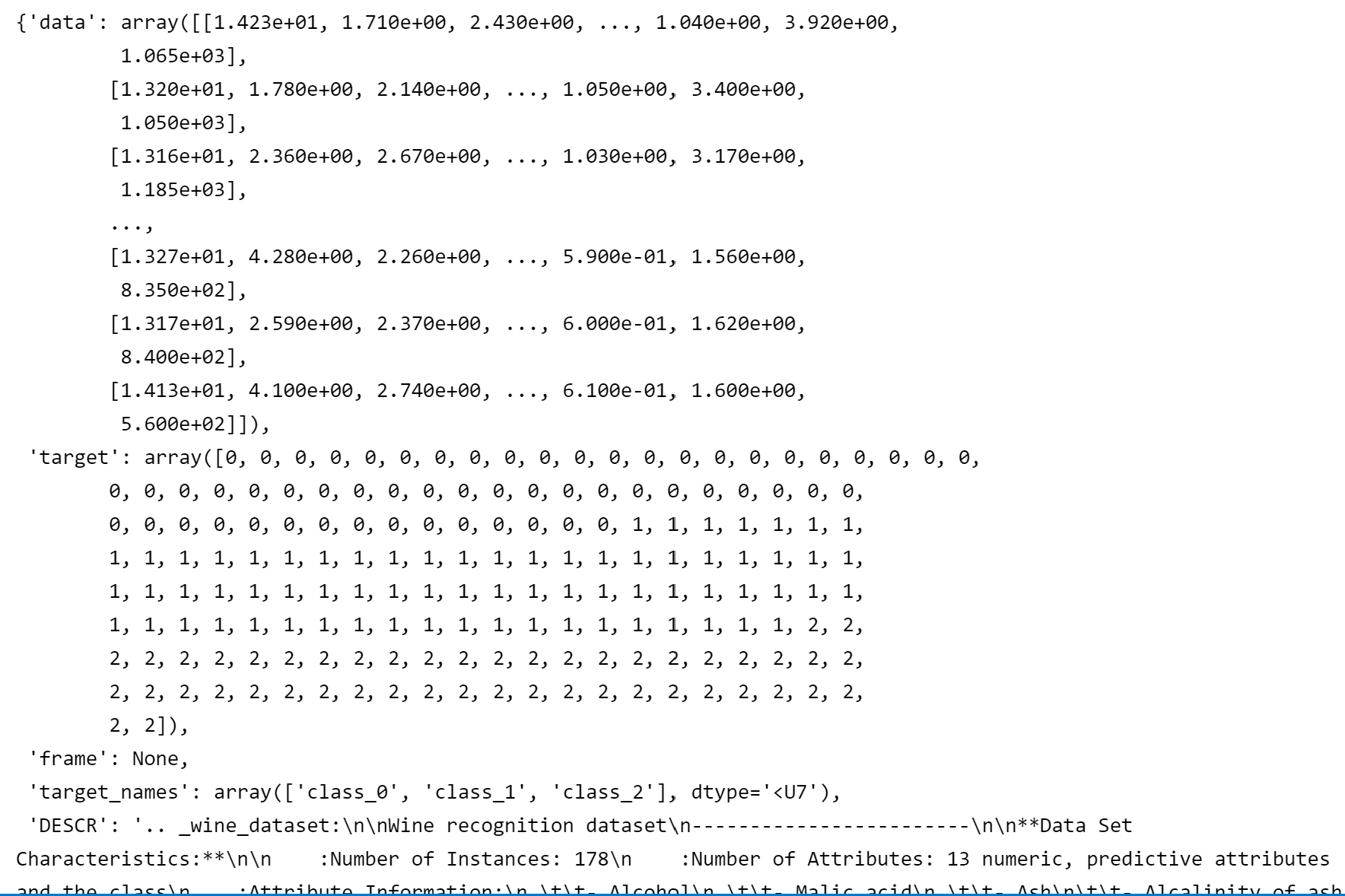 sklearn-决策树的基本使用_加载datasets内置的葡萄酒数据集,输出wine的样本data和目标target 2、输出数据集-CSDN博客