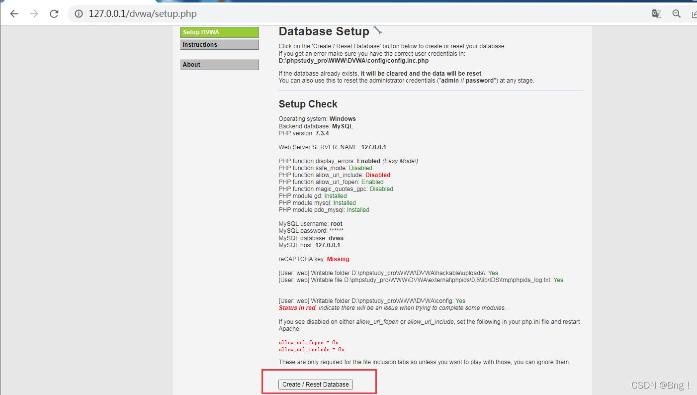 phpstudy下搭建靶场dvwa、pikachu和bWAPP_zpp站点创建成功了怎么进入dvwa-CSDN博客