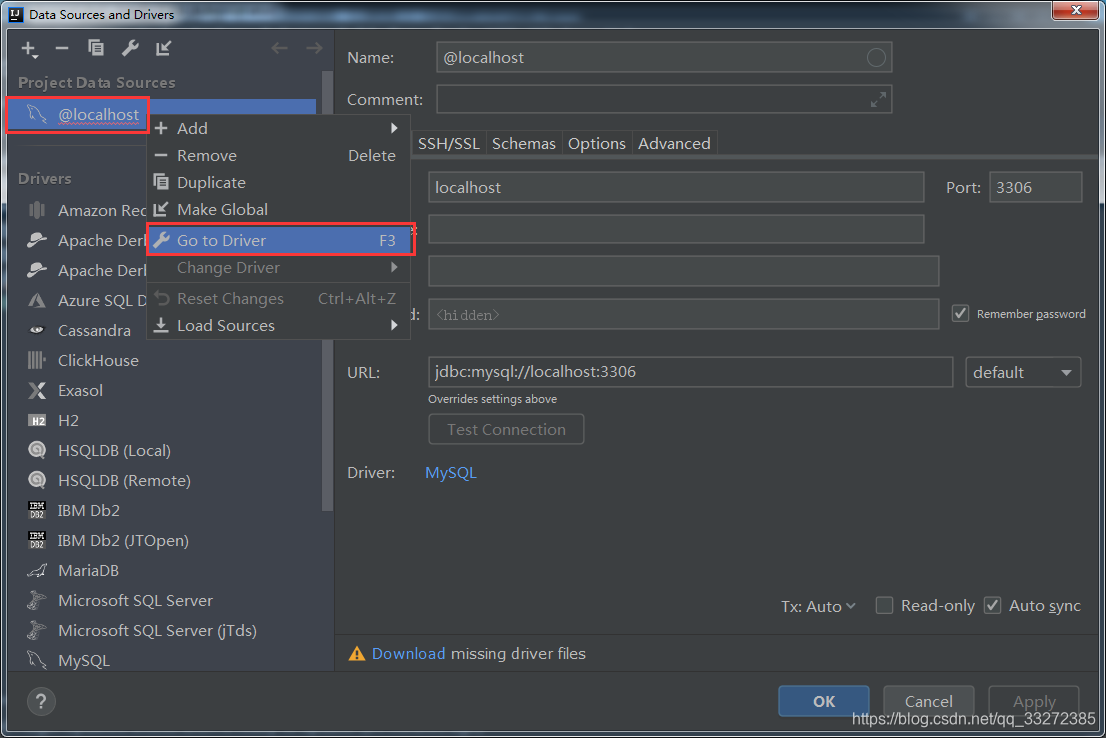 idea中使用Data Source and Drivers时，使用本地Mysql的jar包连接数据库_data sources and drivers-CSDN博客