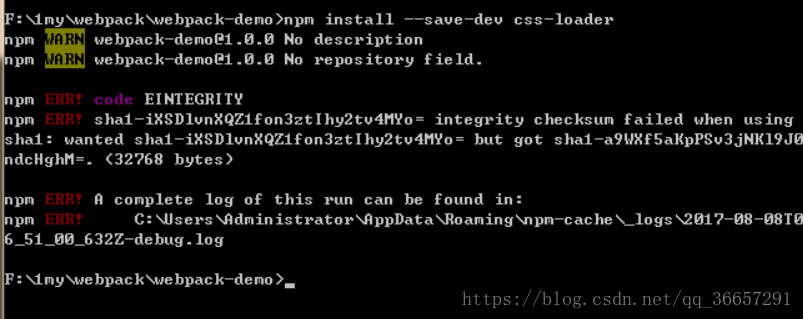 code EINTEGRITY，npm安装时候报错_npm error!code eintegrity-CSDN博客