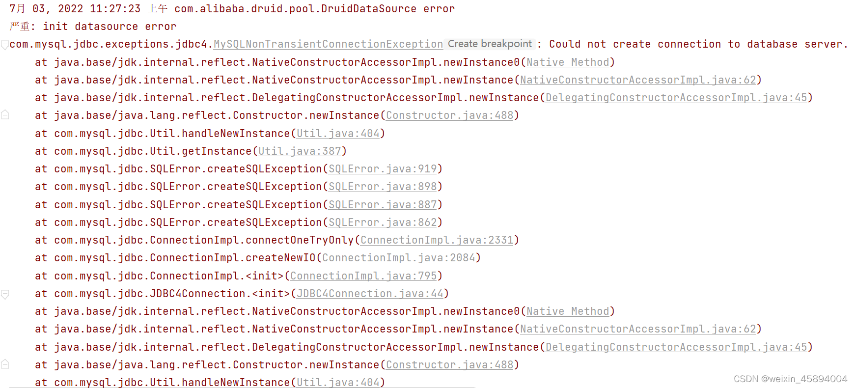 连接mysql报错：com Mysql Jdbc Exceptions Jdbc4 Mysqlnontransientconnectionexception Mysql Weixin