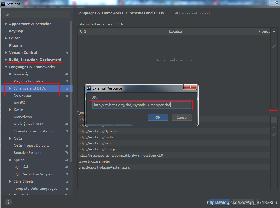 idea：URI is not registered (Settings | Languages & Frameworks | Schemas and DTDs)-CSDN博客