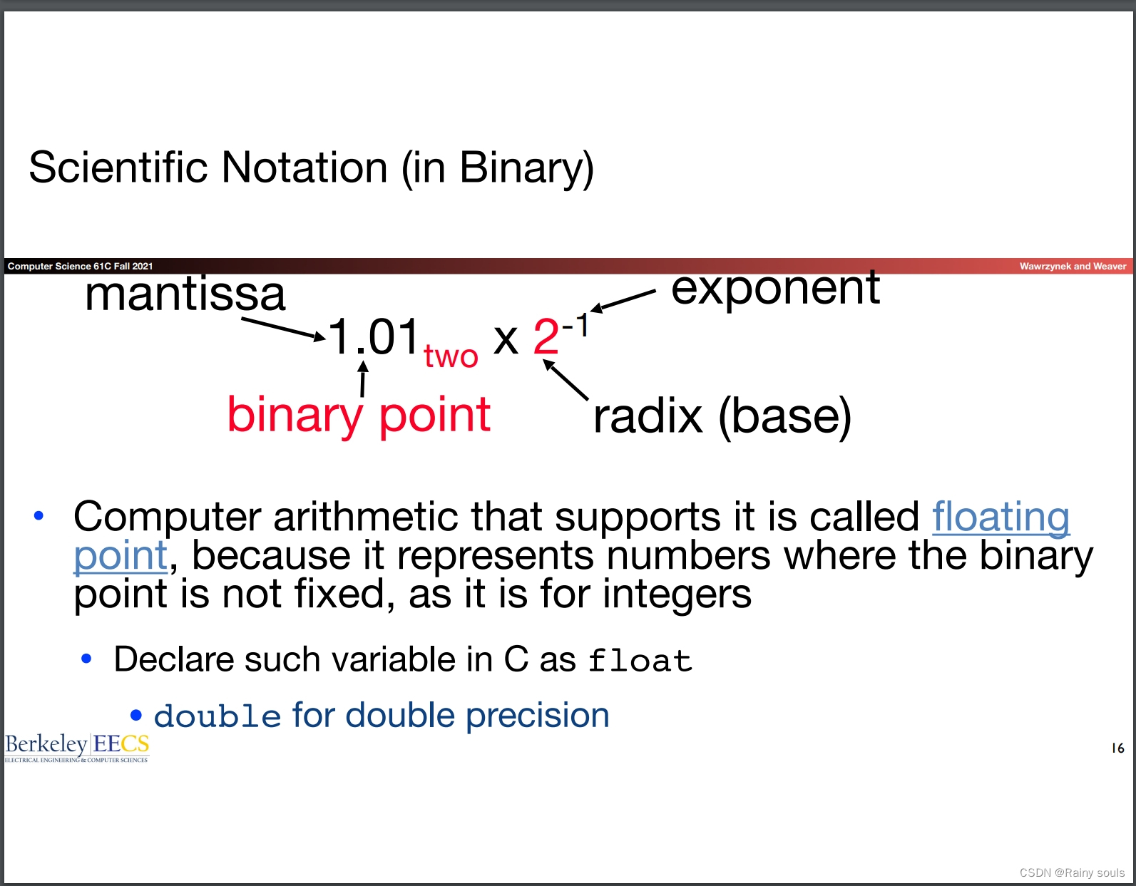 CS61C第一部分笔记(Number Representation, Floating point,C Basics)_cs61c笔记-CSDN博客