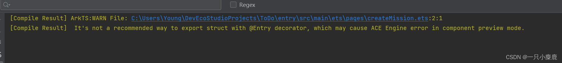 ArkUI Preview错误：A page configured in ‘main_pages.json‘ must have one and only one ‘@Entry ...