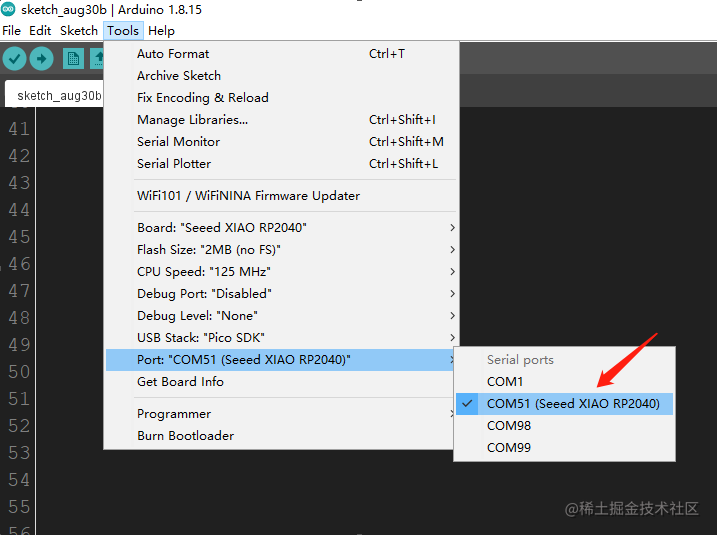 Arduino开发Seeed Studio XIAO RP2040_arduino stdio-CSDN博客