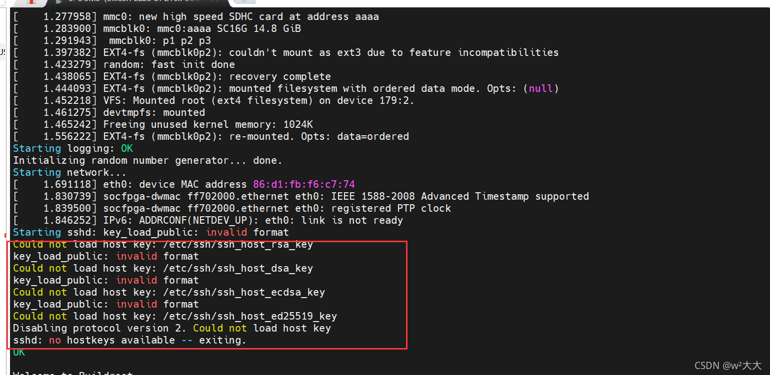 编译SOC linux的系统时，明明打开openssh 但是报错 sshd:key_load_public:invalid format_sshd re-exec requires ...