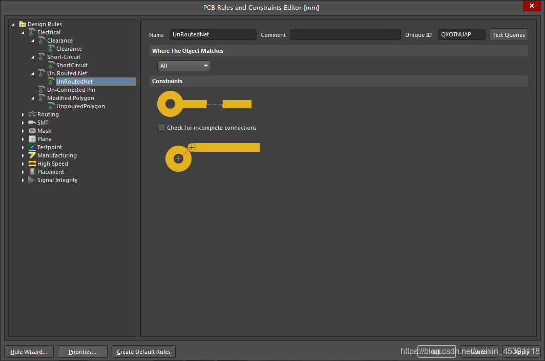 Altium Designer 18中PCB Design Rules﹣Un-Routed Net_check for incomplete connections-CSDN博客