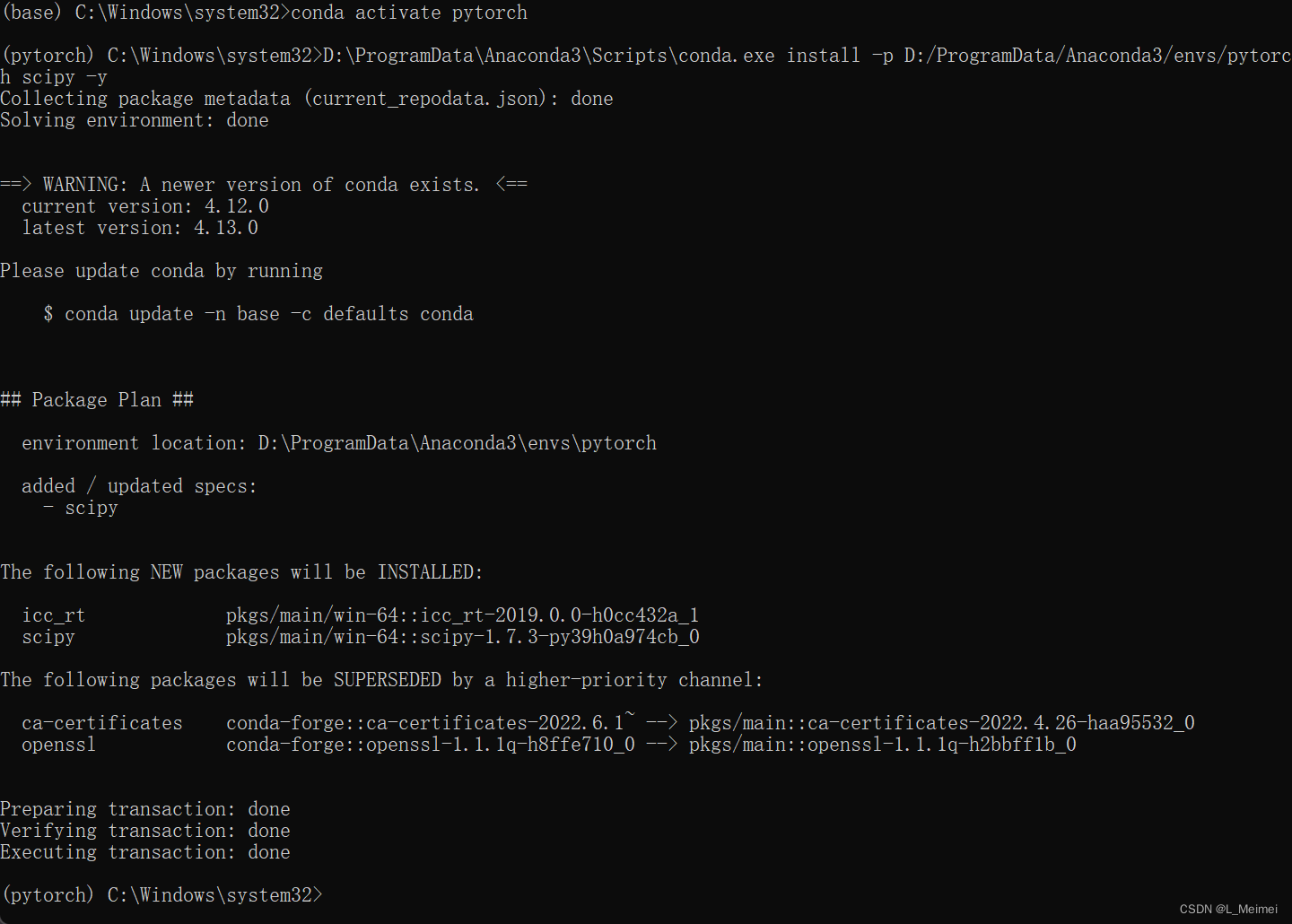 pytorch环境下安装scipy（已解决）_怎么用prompt下载scipy.optimize-CSDN博客