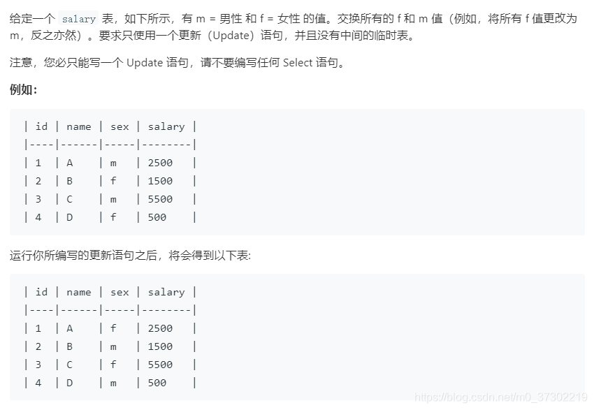 LeetCode-SQL-[Easy][水题]627. 交换工资_1962900848-CSDN博客
