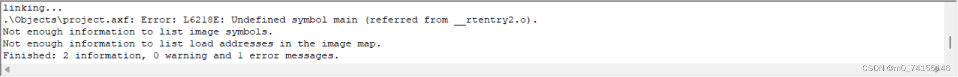 keil5解决Error: L6218E: Undefined symbol main (referred from __rtentry2.o)._l6218e:undefined ...