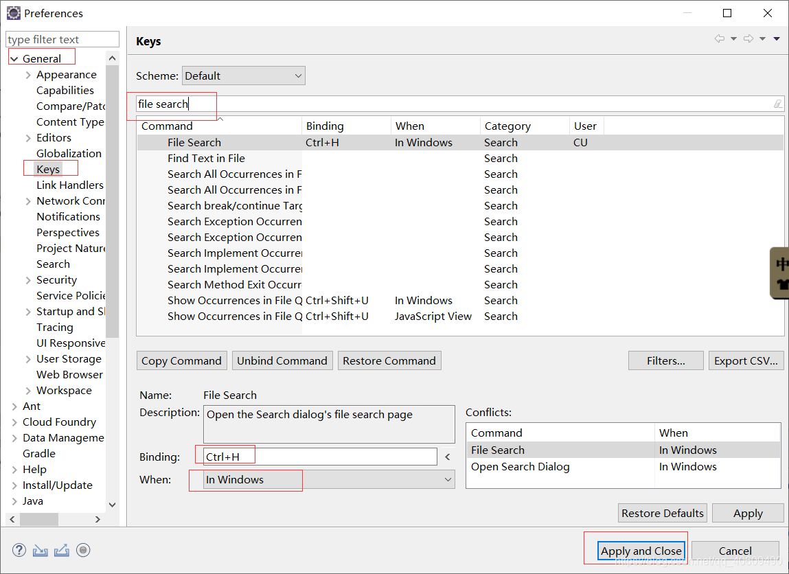 eclipse中快捷键ctrl+H默认打开是Java Search,怎么设置成默认打开是File Search呢_eclipse中ctrl+h查询只留file search-CSDN博客