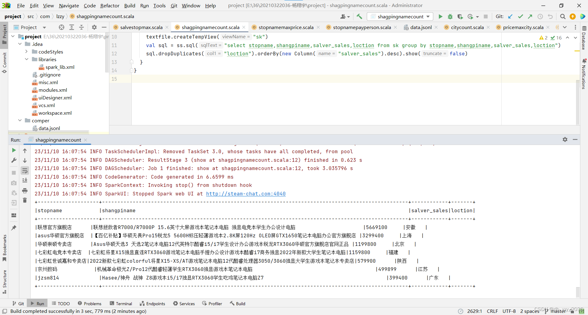 基于spark 程序用scala统计淘宝商品数据分析_基于spark的淘宝数据分析-CSDN博客
