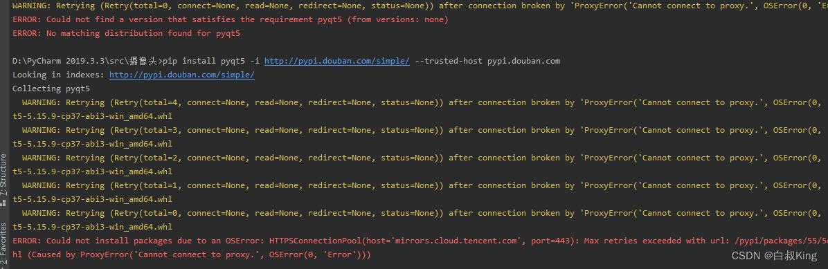 已解决WARNING: Pyqt5安装报错解决_error: could not find a version that satisfies the-CSDN博客