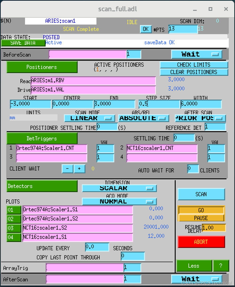 EPICS sscan模块的使用举例-一维扫描_epics scan-CSDN博客