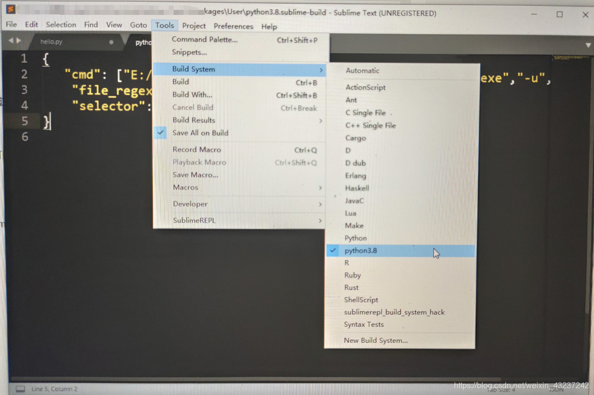 Sublime text 3 配置 Python3.8.1 环境_sublimt text python3.8-CSDN博客