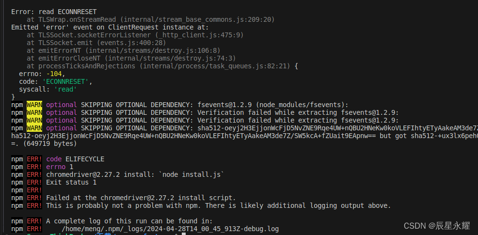 npm install时出现chromedriver@2.27.2 install: `node install.js`错误时怎么办_chromedriver": "^2.27.2",-CSDN博客