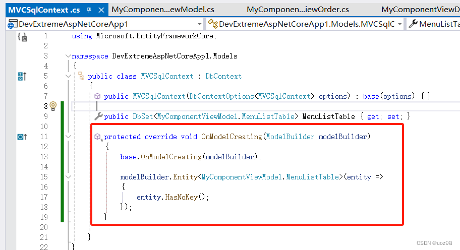 Asp.net core mvc 6.0+DevExpress+连接SqlServer数据库编写TreeView生成左侧菜单栏【使用Entity Framework Core (EF Core ...