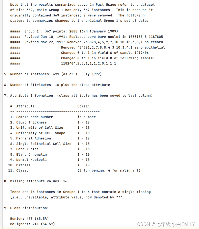 乳腺癌威斯康星州（原始）数据集链接以及文件介绍_breast-cancer-wisconsin.data-CSDN博客