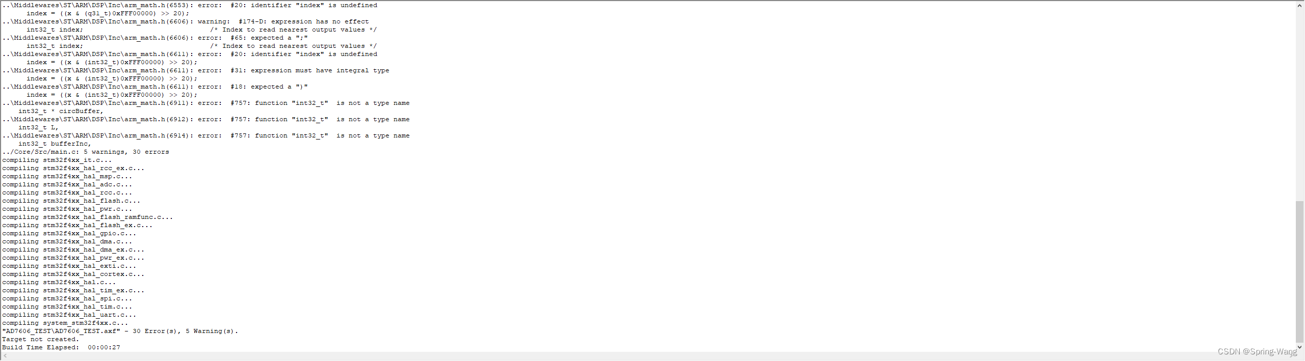 stm32f4 hal库添加DSP库，报错处理_mdk添加dsp库,30 error(s), 5warning(s)-CSDN博客