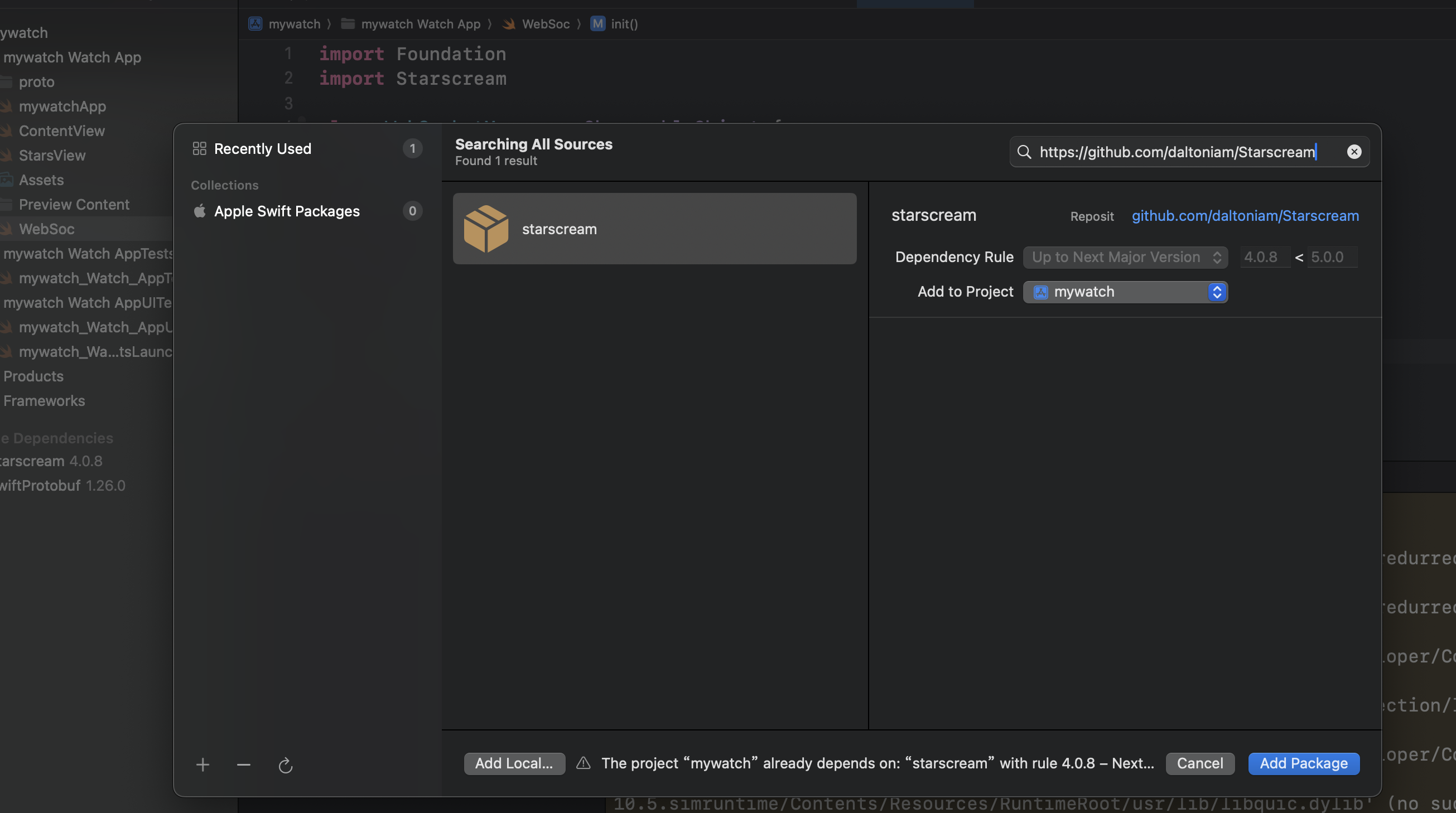 swift使用websocket通讯，依赖库Starscream集成，并验证apple watch实现websocket可行性_swift starscream-CSDN博客