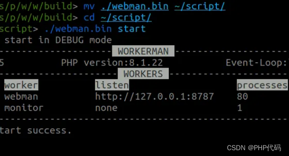 如何将PHP的Webman框架打包成二进制文件运行_webman打包-CSDN博客