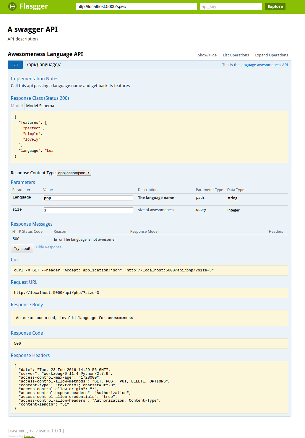 swagger flask_Flasgger –具有Flask和Swagger UI的API游乐场-CSDN博客