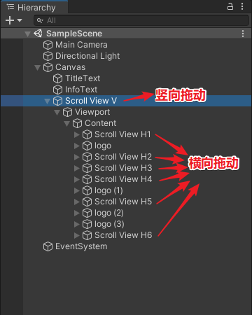 【游戏开发实战】Unity UGUI实现横竖嵌套滑动列表ScrollView（利用事件透传），含Demo工程_unity scrollview ...