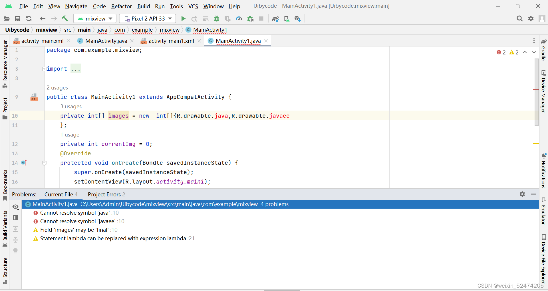 Android studio实例自出错_android mipmap文件报错-CSDN博客