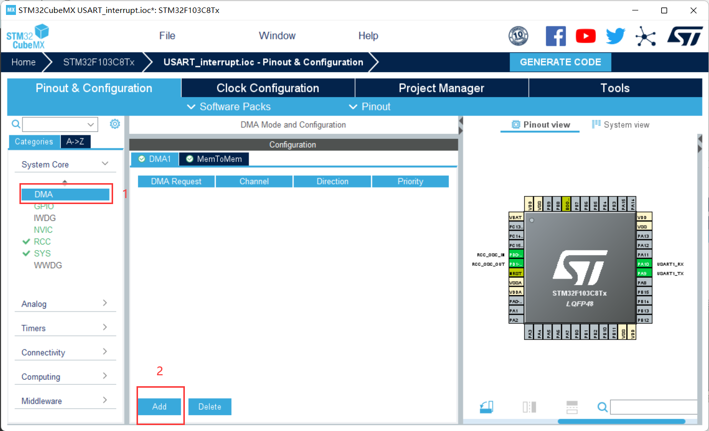 STM32CubeMX实现串口DMA中断通信_diyu csdn-CSDN博客