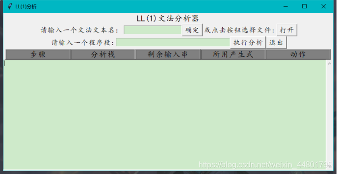 肥工大学编译原理 高分实验（python图形界面实现LL1和LR1文法）_编译原理实验 实验二 ll(1)分析法 python实现-CSDN博客