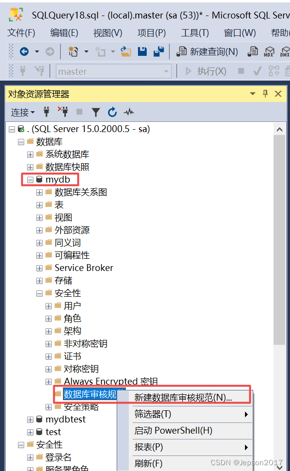 SQLServer审计功能配置_sql server 审计功能-CSDN博客